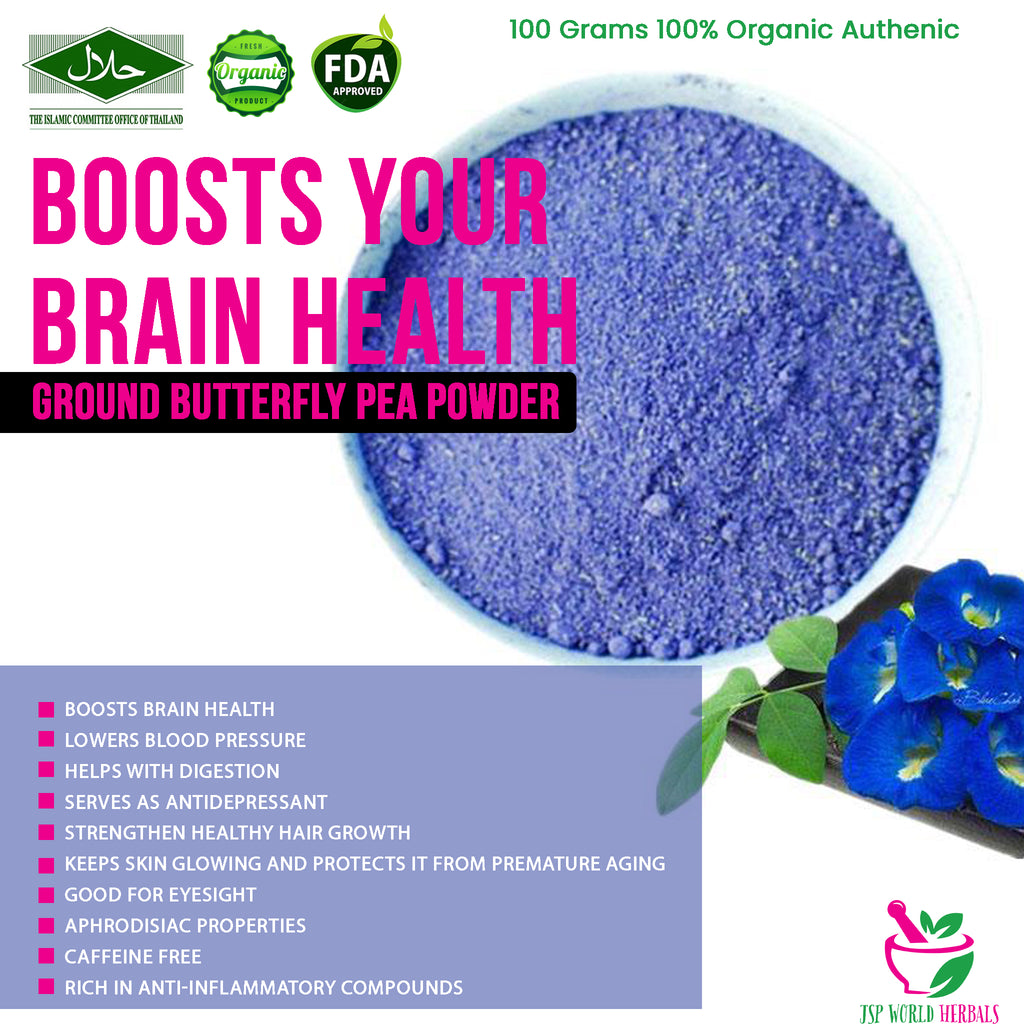 Ground Butterfly Pea Powder | Boosts brain health Lowers blood pressure ...