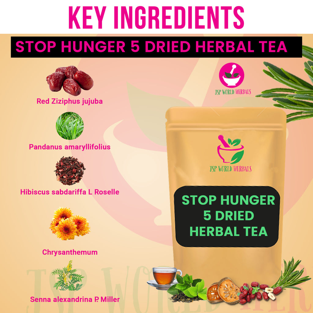 Stop Hunger 5 Dried Herbal Tea 100 Grams 100% Organic Authenic 20 days ...